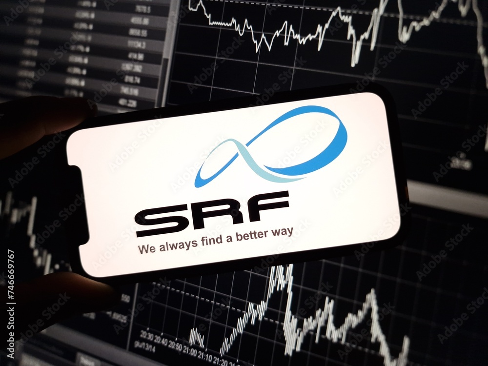 Konskie, Poland - February 24, 2024: SRF Limited company logo displayed ...
