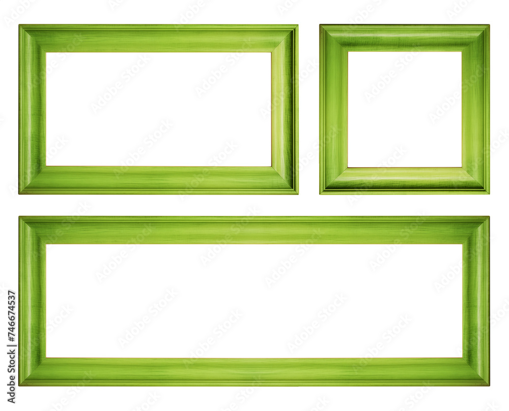 Simple green wood frame. Various shapes and sizes. Square, retangular ...