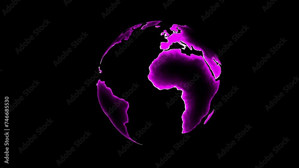 Neon line world map outline. Dynamic mapping of the contours of the ...