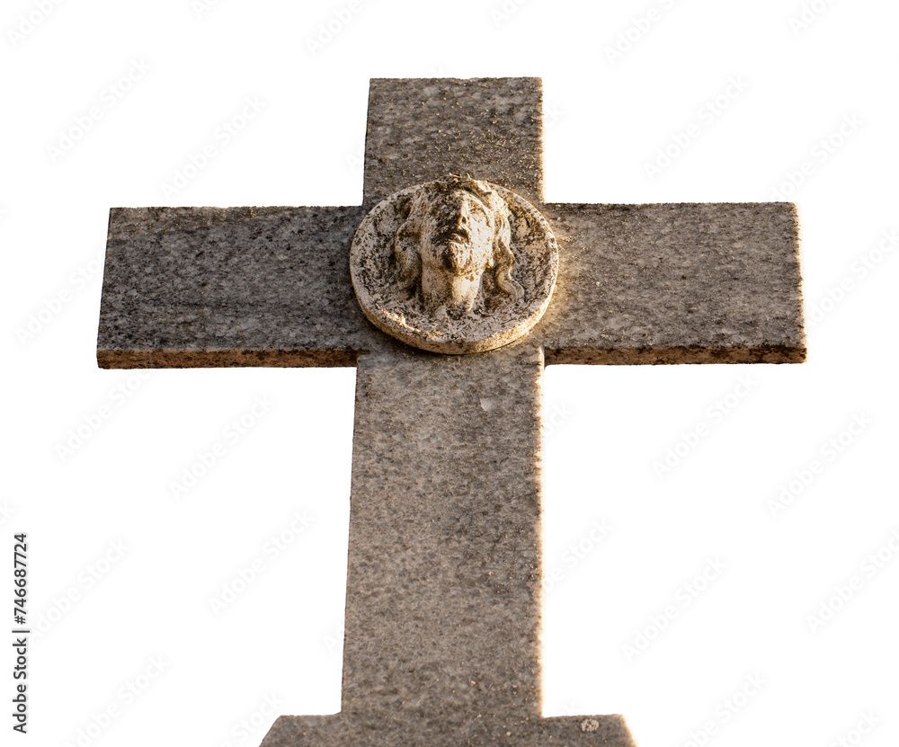 Christian cross isolated with transparent background and face of Jesus ...