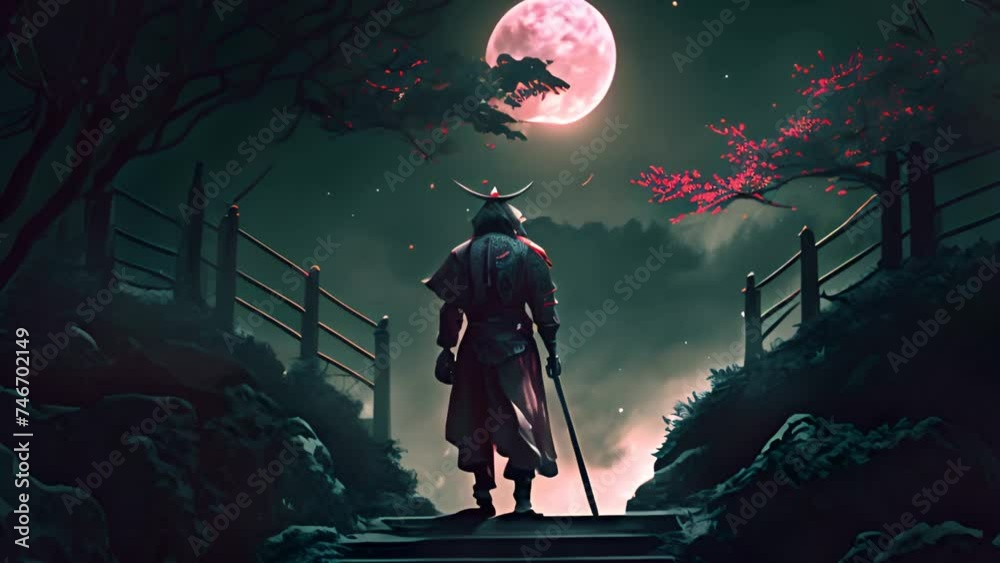 Japanese warrior samurai walk in forest footage. The terrifying ronin ...