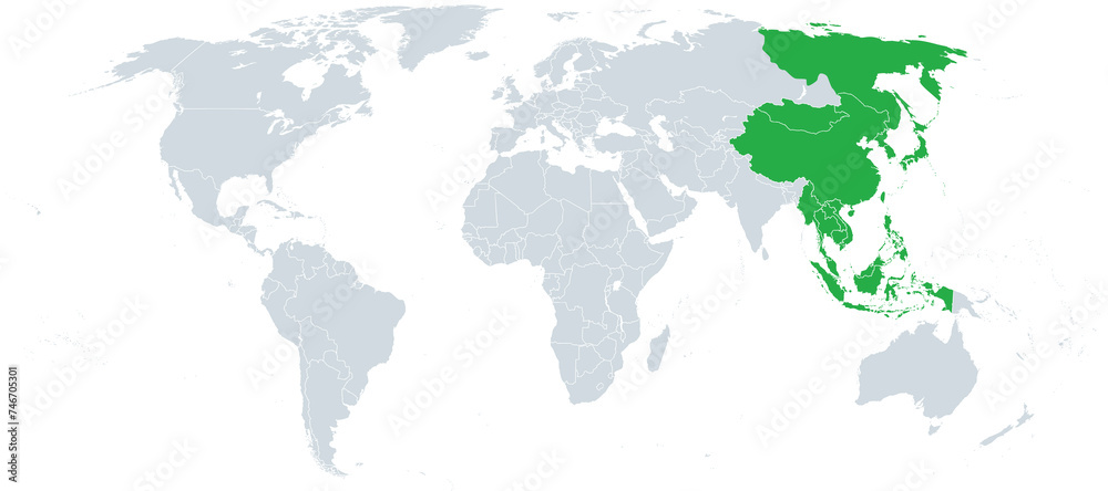 Far East political map. Geographical region that encompasses the ...