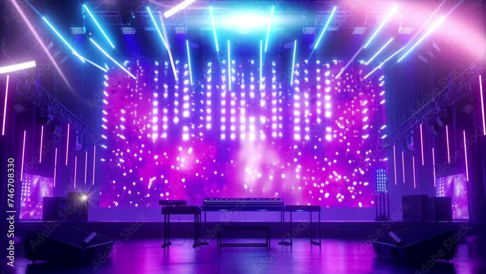 Vidéo Stock concert stage with a mesmerizing LED backdrop displaying ...