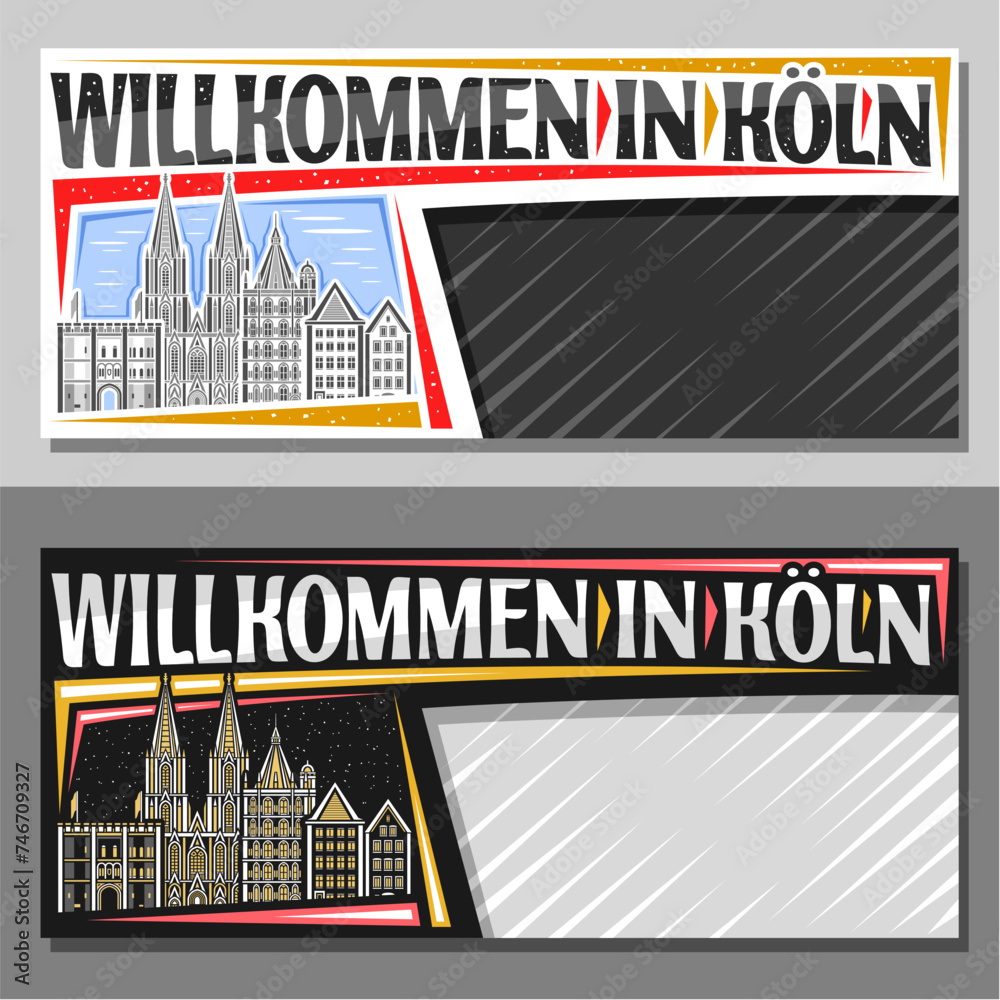 Vector banner for Koln with copy space, decorative template with ...