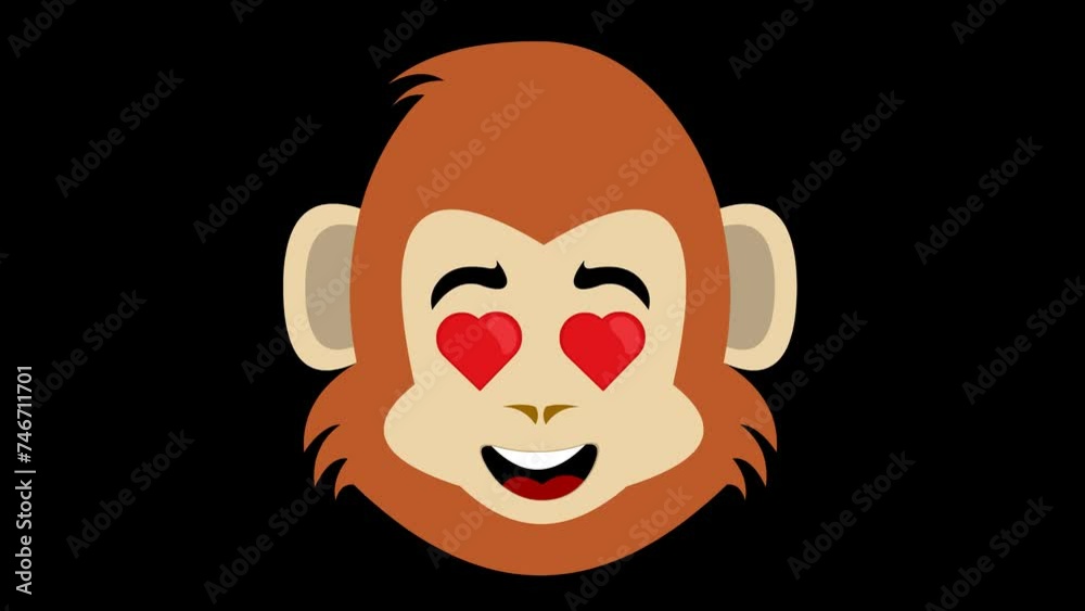 video animation face monkey, primate or chimpanzee cartoon in love with ...