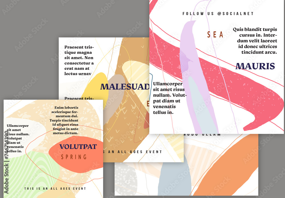 Social Media Square Post Layout Overlapping Blobs Textured With Spots ...