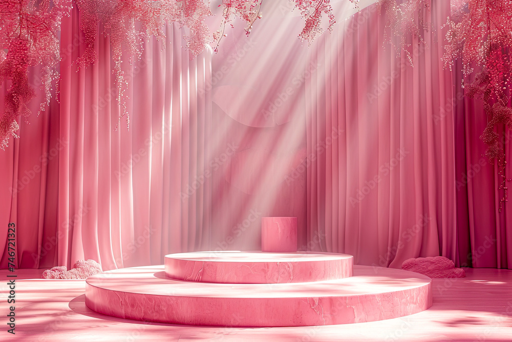 Mystic Pink Stage with Fog and Spotlight Illumination created with ...
