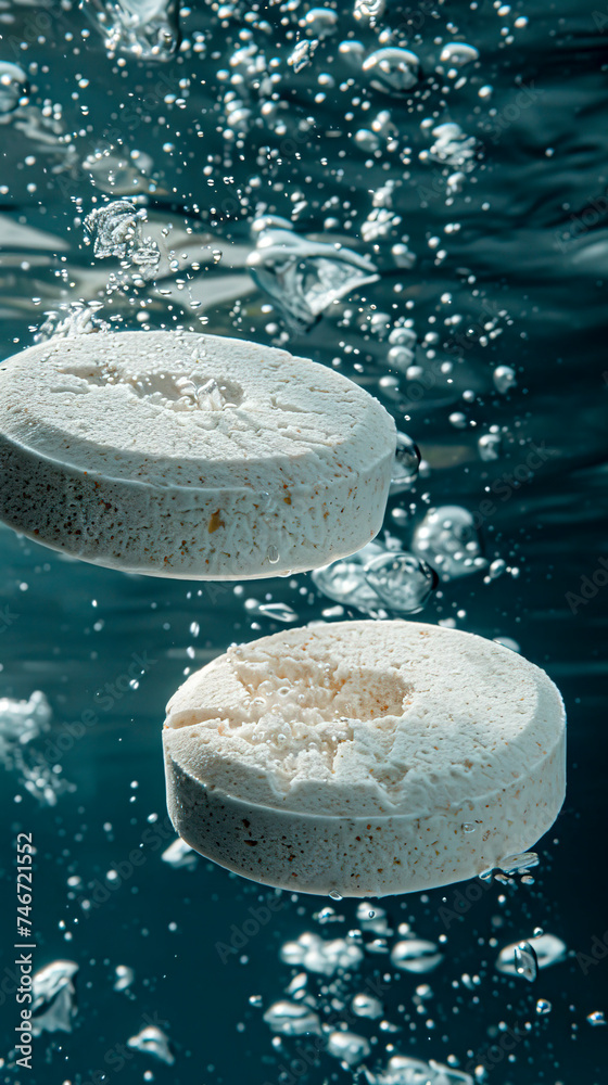 Suspended Effervescent Tablet Split in Water, High-Speed Capture ...