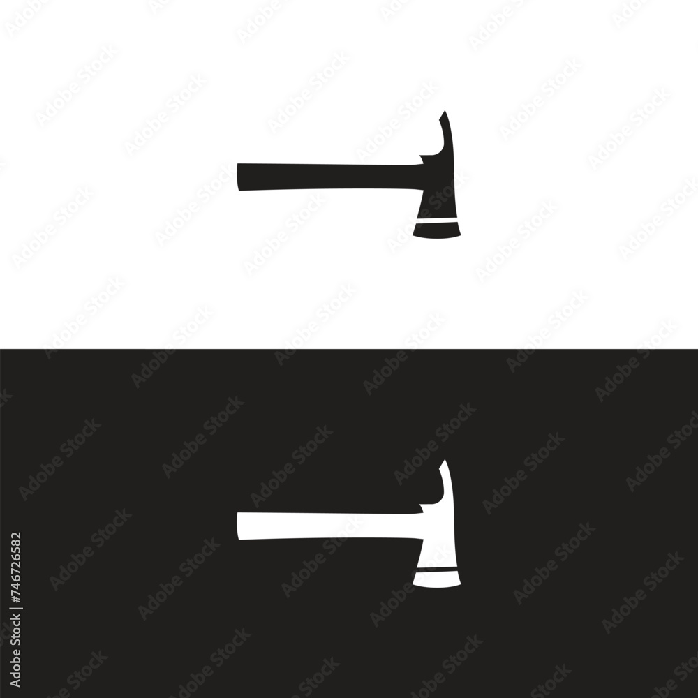 Firefighter axe silhouette icon. Clipart image isolated on white ...