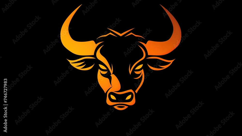 A formidable bull logo charging head-on with unstoppable force ...