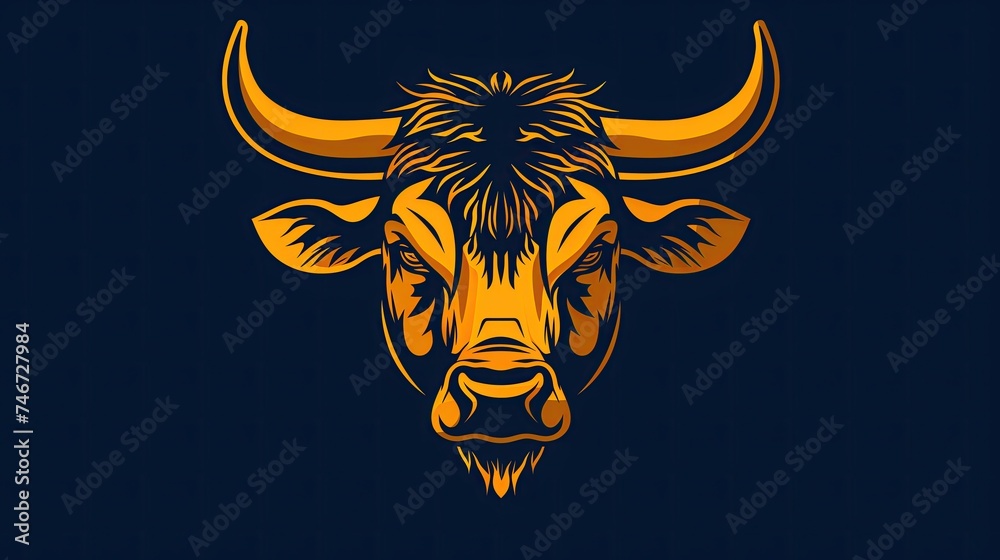 A formidable bull logo charging head-on with unstoppable force ...