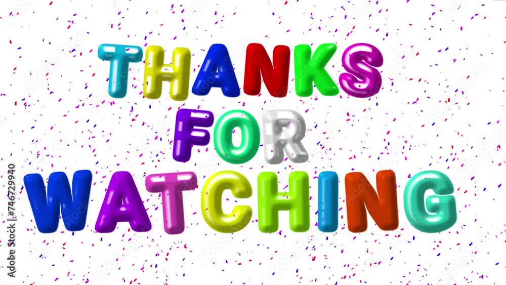thanks for watching text animated greeting thanks for watching colorful ...