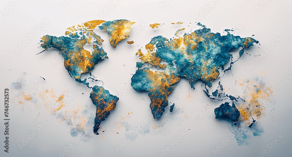 3D world map illustration Stock Illustration | Adobe Stock