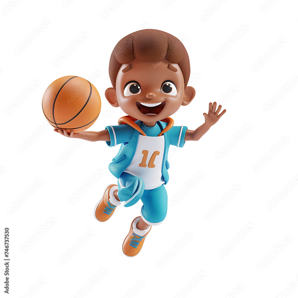 Cartoon character of happy basketball player jumping on PNG transparent ...