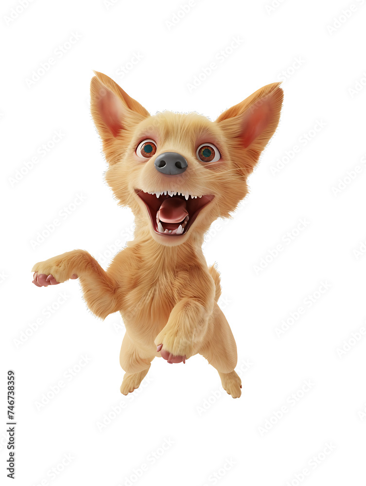 Cartoon character of a cute dog jumping happily on a transparent ...