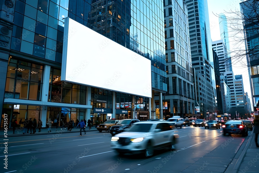 mock up big blank billboard for new advertisement at street city ...