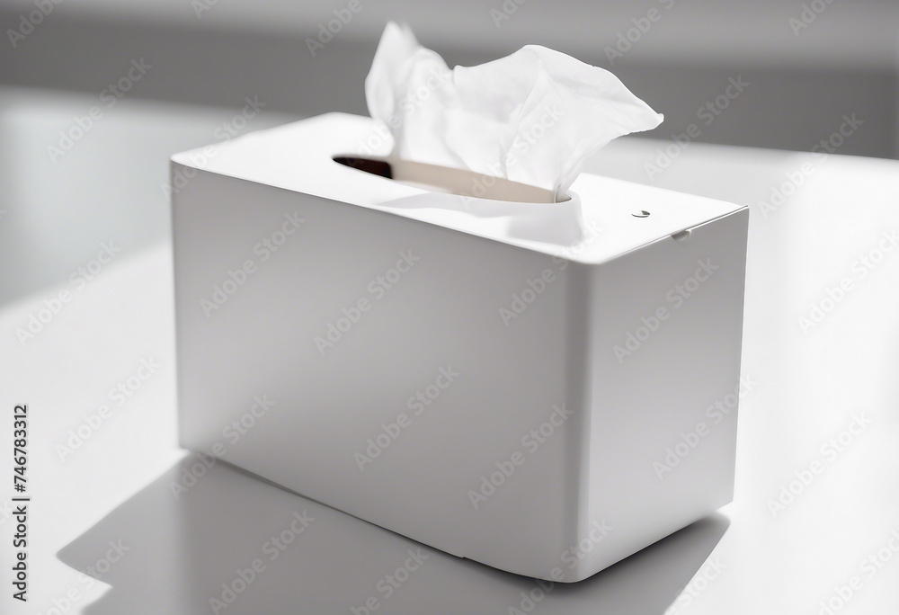 White tissue box isolated on white background Blank box package with ...
