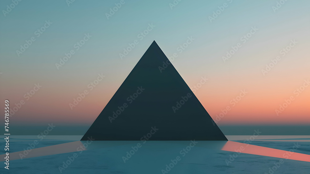 A solitary upside down triangle, rendered in a flat vector style, its ...