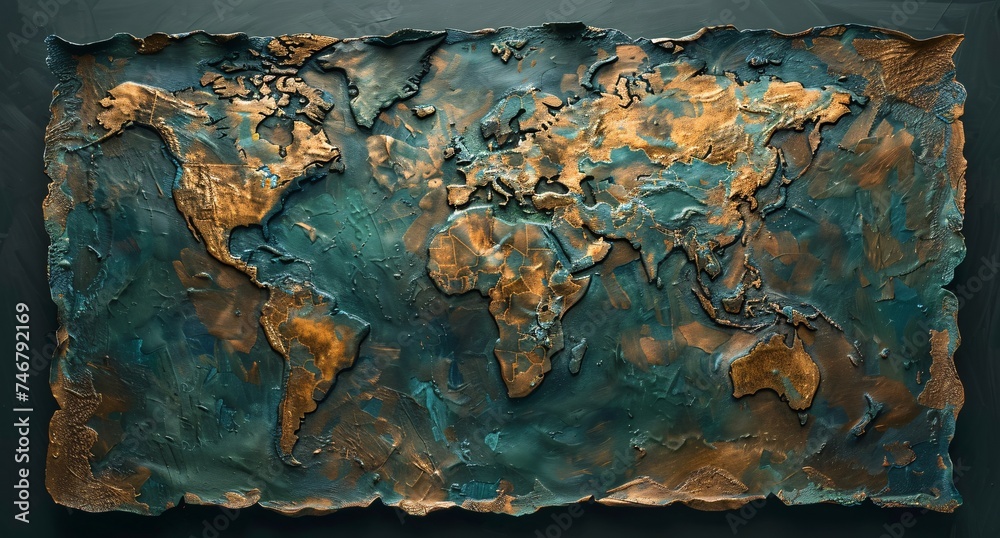 3D world map illustration Stock Illustration | Adobe Stock