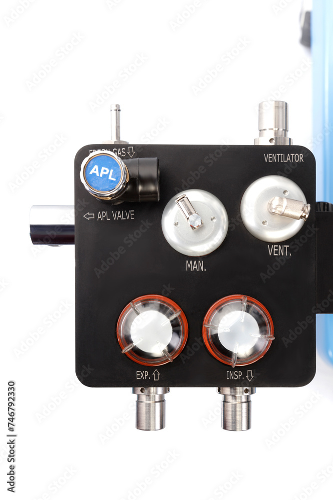 Closeup angle of important parts of the anesthesia machine Stock Photo ...