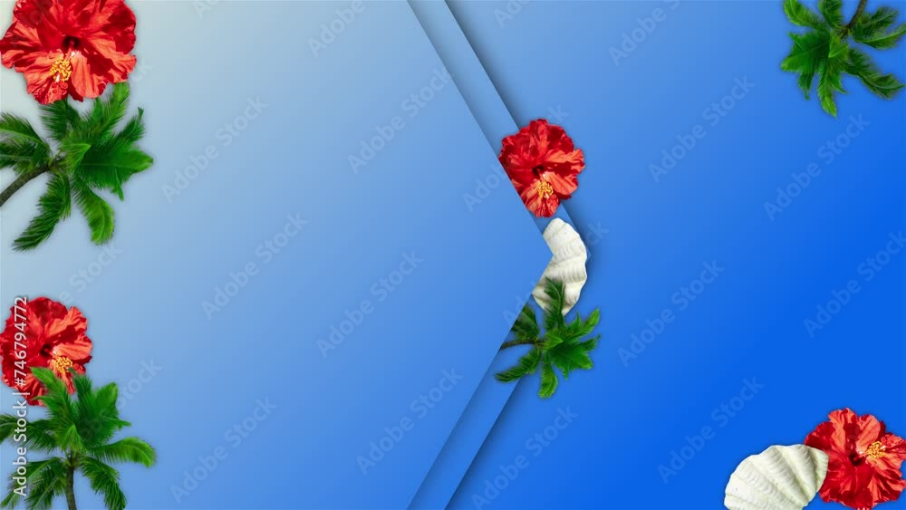 Several summer vacation scene opener intro animations with red hibiscus ...