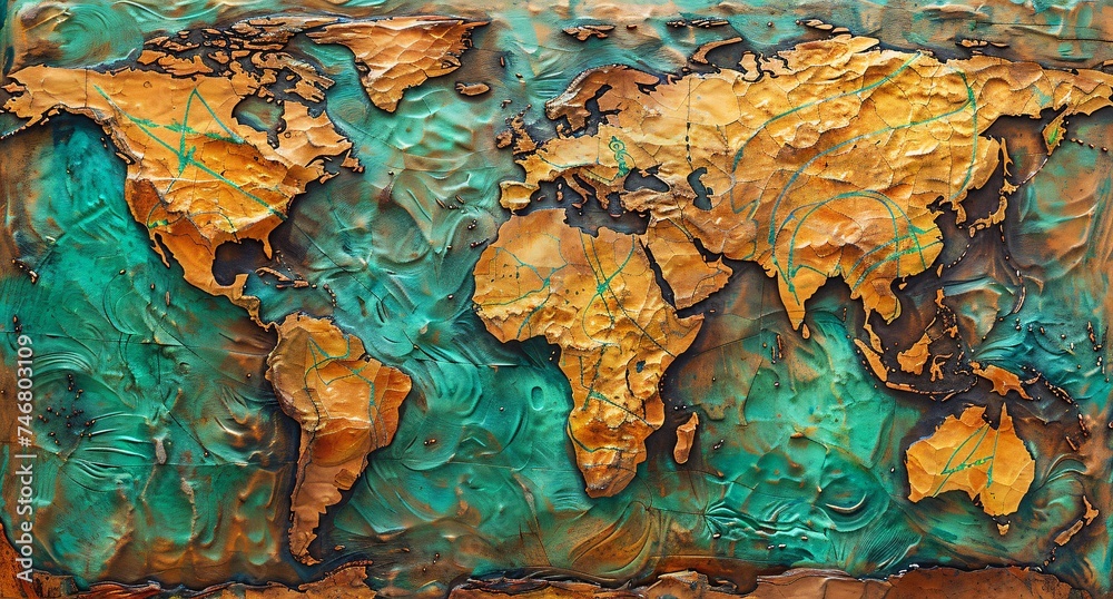 3D world map illustration Stock Illustration | Adobe Stock