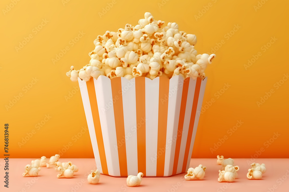 Overflowing Popcorn Bucket on Vibrant Background. Bright and cheerful ...