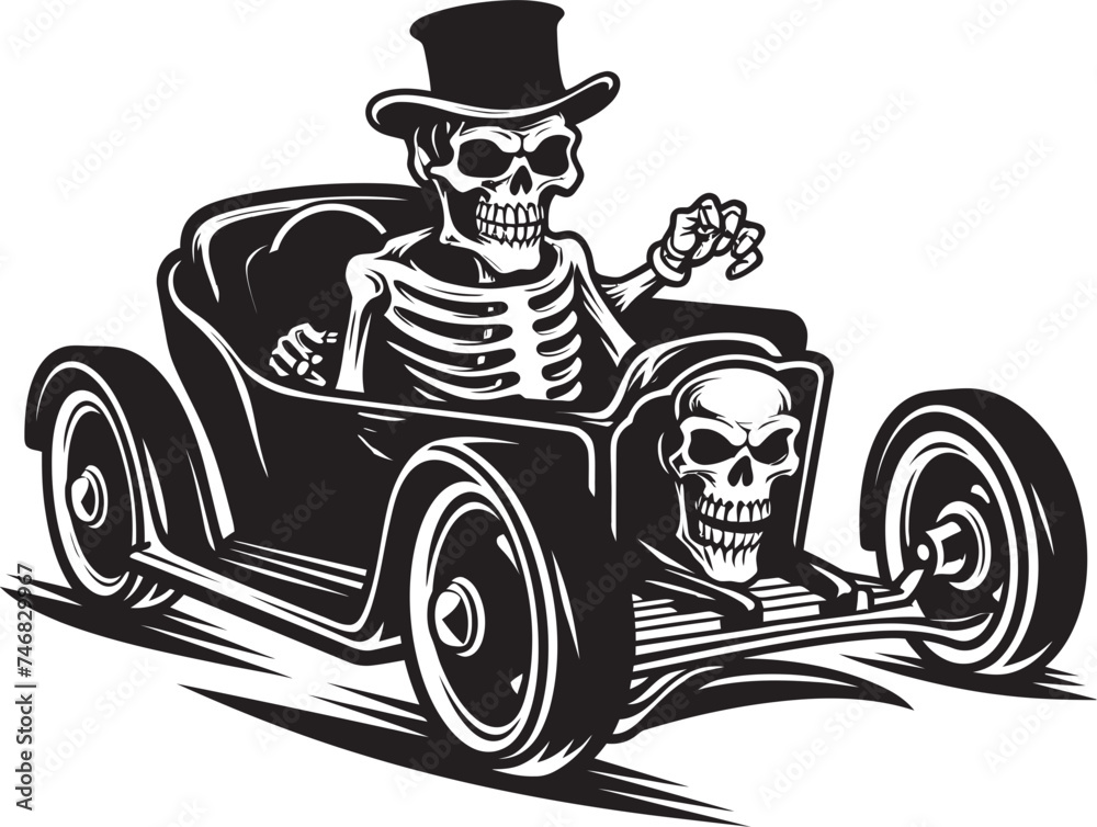 Skeletal Roadtrip Skeleton Driving Car Vector Icon Bone Cruisin Cruiser ...