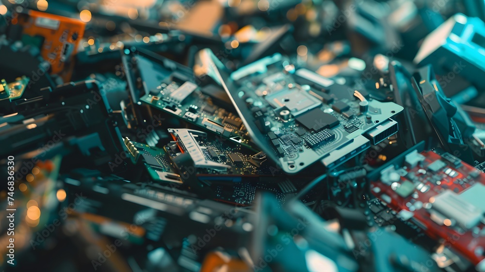 Waste full of electronics, recycling, E-waste heap from discarded ...