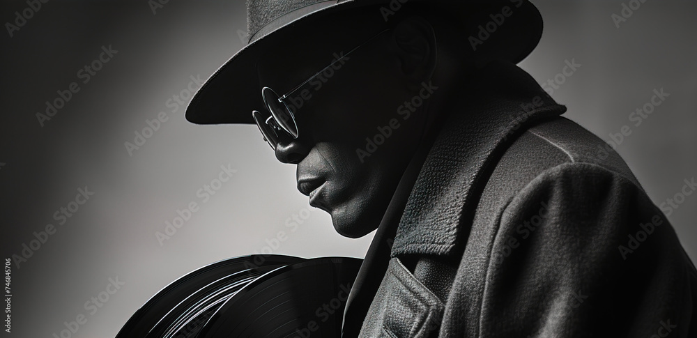 Black and white photography of African American spy or detective ...
