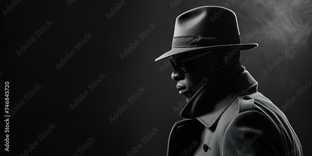 Black and white photography of African American spy or detective ...