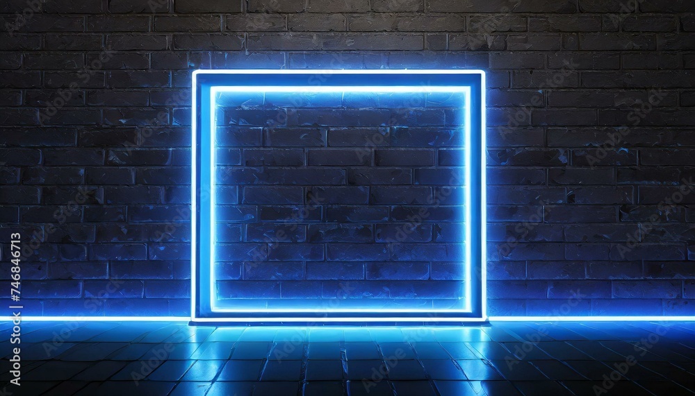 Neon blue text box with bricks background HD 4K, high quality electric ...