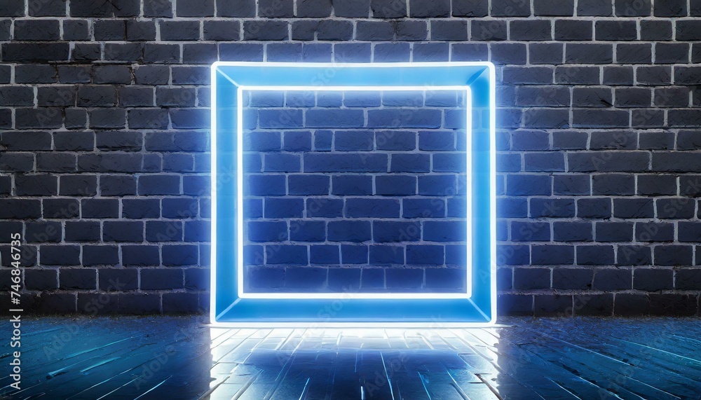 Neon blue text box with bricks background HD 4K, high quality electric ...