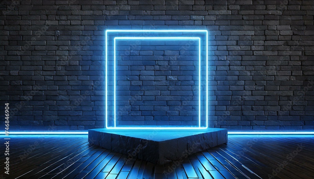 Neon blue text box with bricks background HD 4K, high quality electric ...