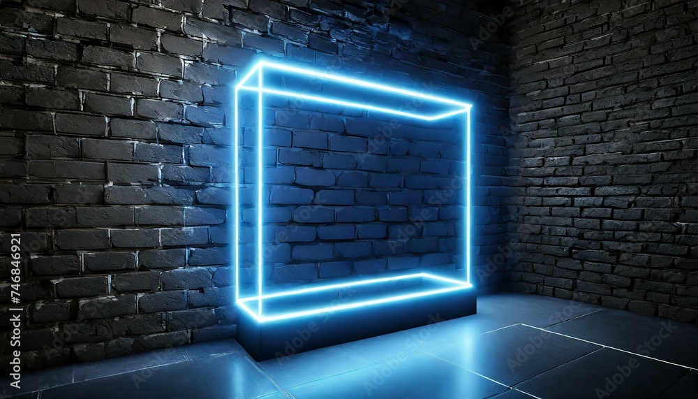 Neon blue text box with bricks background HD 4K, high quality electric ...