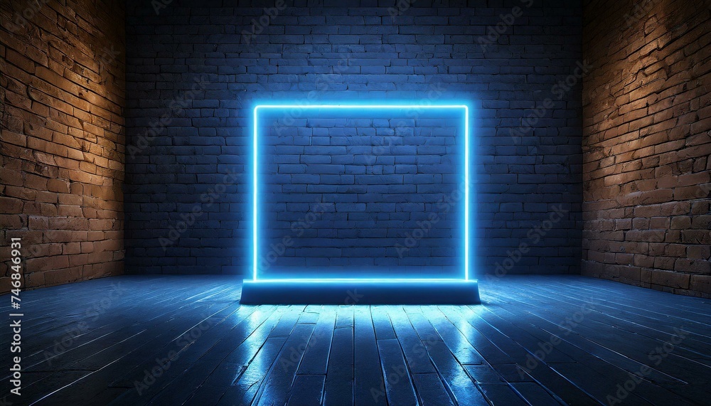 Neon blue text box with bricks background HD 4K, high quality electric ...