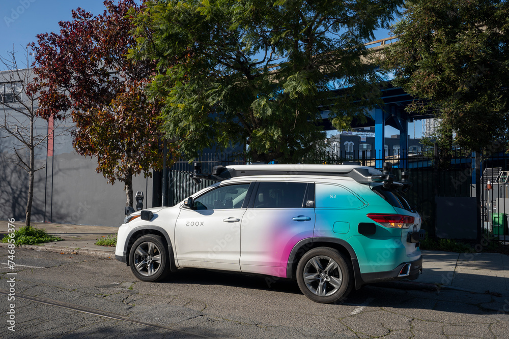 San Francisco, CA, USA - Feb 22, 2024: A Zoox robotaxi is seen on the ...