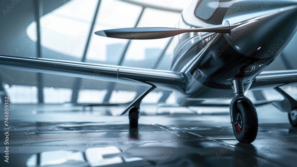 Sleek, modern propeller aircraft with carbon fiber textures in an ...