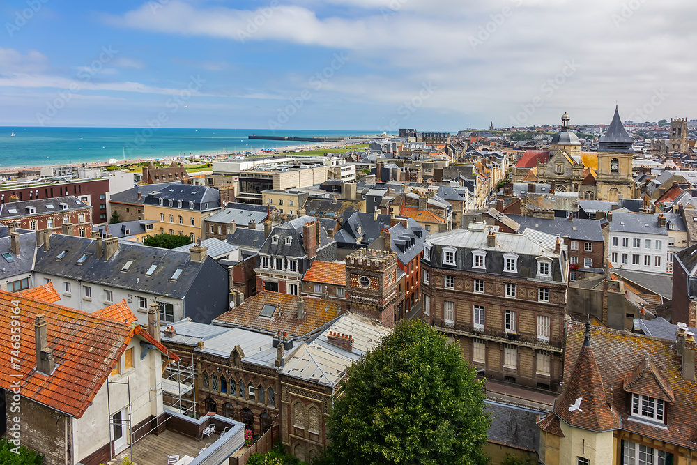 Wonderful panoramic view of Dieppe town, the fishing port on the ...
