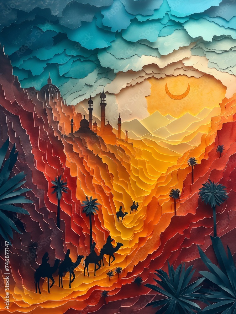 Islamic background image, religion Paper-Cut Art generative ai art ...