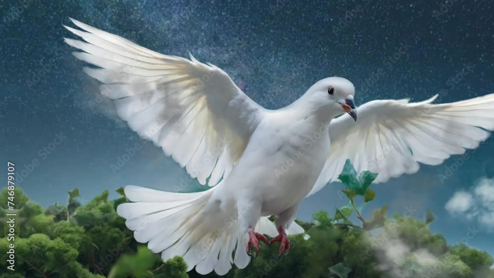 burung merpati putih yang cantik yang sedang terbang diindahnya alam ...