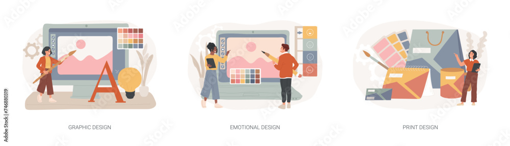 Design services isolated concept vector illustration set. Graphic and ...
