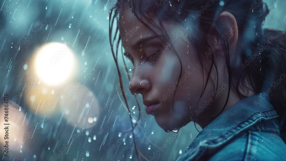 rain photoshop overlays drops backdrops photo effect. a sad woman under ...