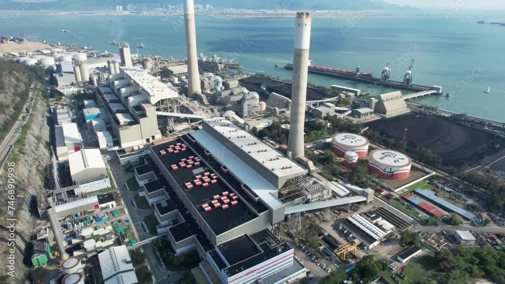 Vidéo Stock Hong Kong Tuen Mun Black Point Power Station uses natural ...