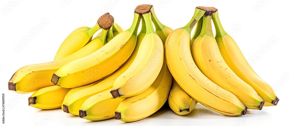 A cluster of bananas arranged on top of each other in a pyramid-like ...