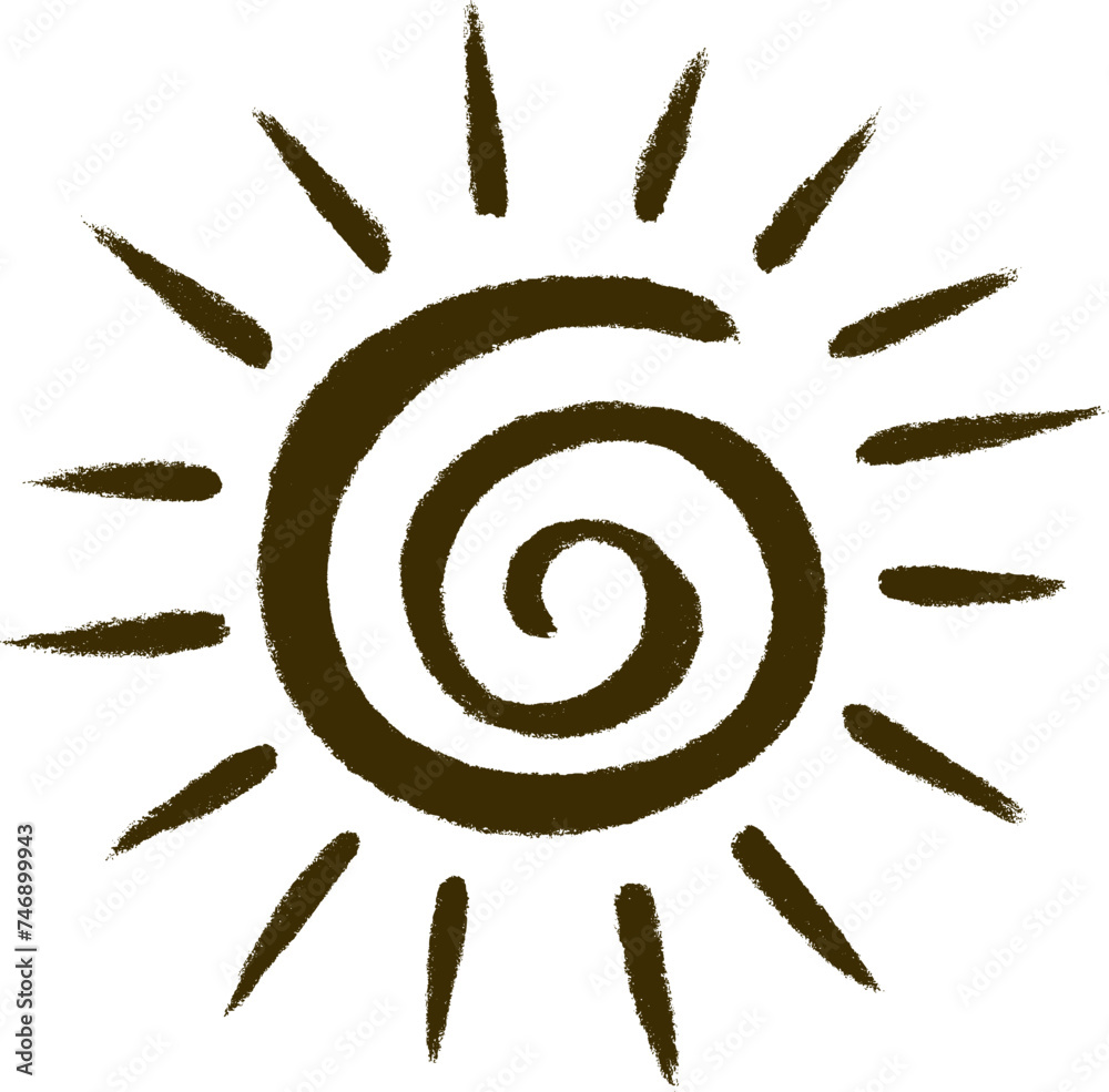 Sun png. Hand drawn sun with rays flat icon. Boho sun logo. Hand drawn ...