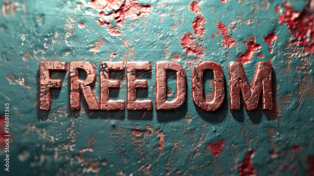 Copper Freedom concept creative horizontal art poster. Photorealistic ...