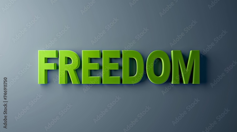 Green Glossy Surface Freedom concept creative horizontal art poster ...