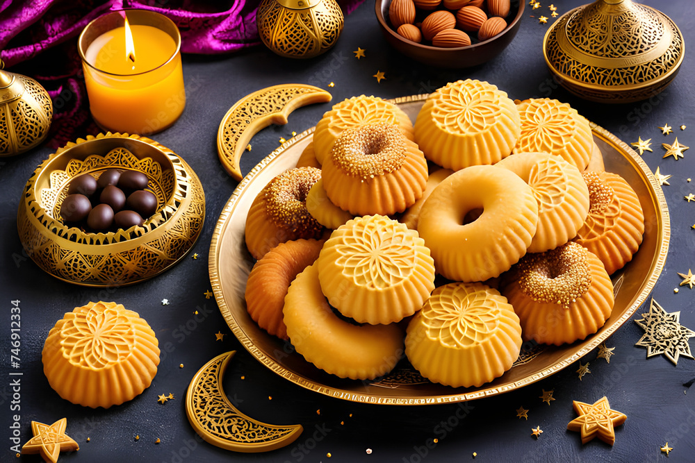 Assorted semolina maamoul or mamoul cookies , awameh or lokma with ...