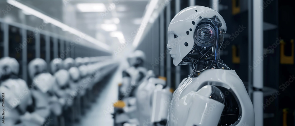 A high-tech robot featuring an exposed brain circuit and an eye camera ...